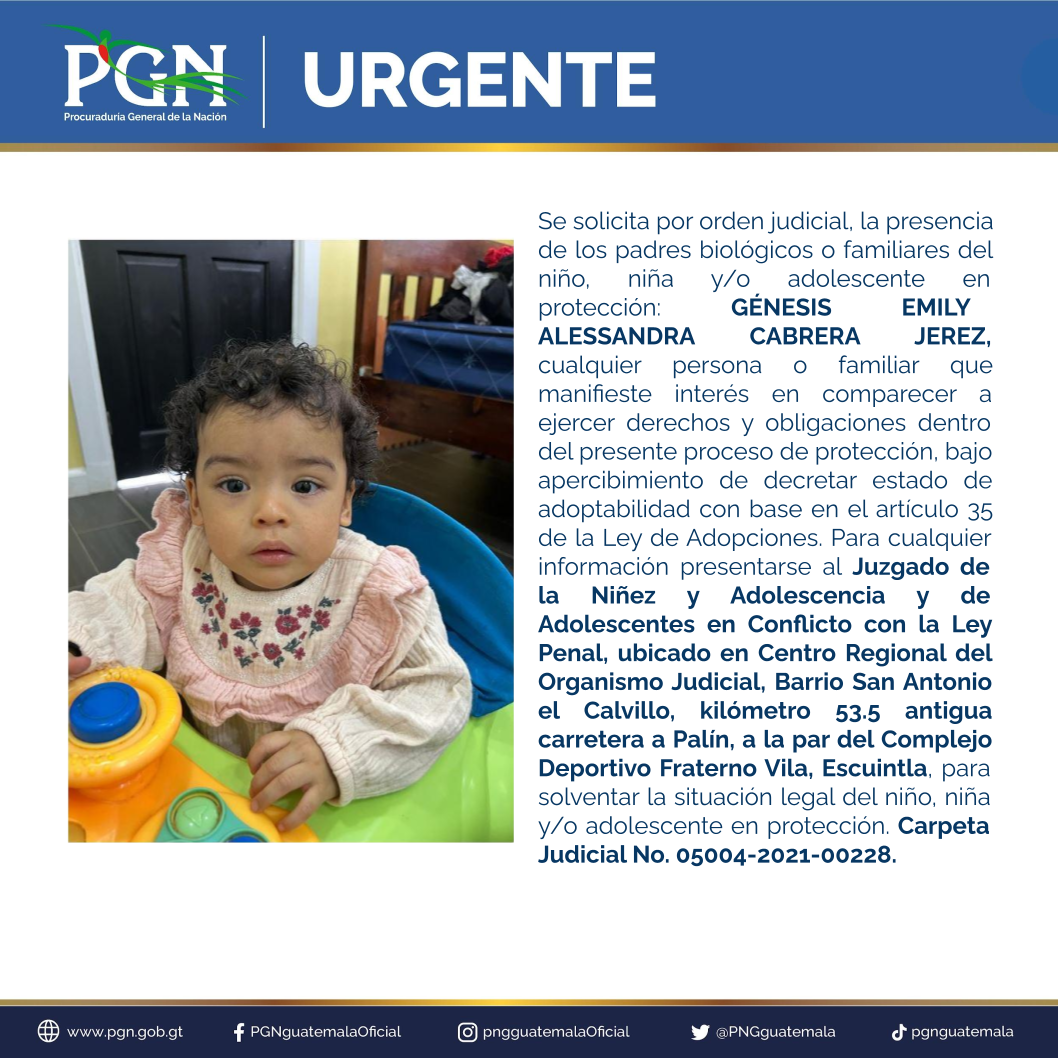 GÉNESIS EMILY ALESSANDRA CABRERA JEREZ, - Procuraduría General de la ...