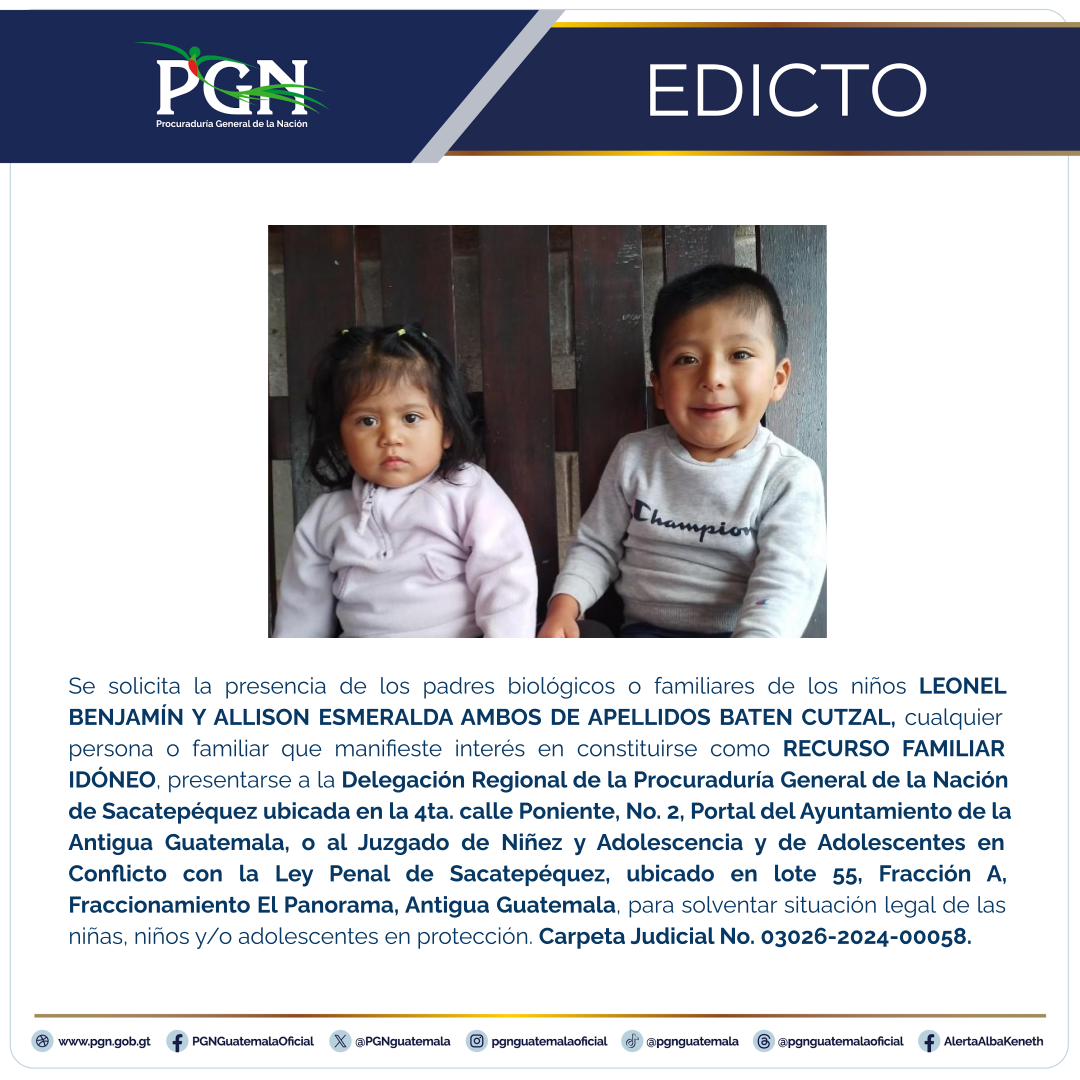 LEONEL BENJAMÍN Y ALLISON ESMERALDA AMBOS DE APELLIDOS BATEN CUTZAL ...