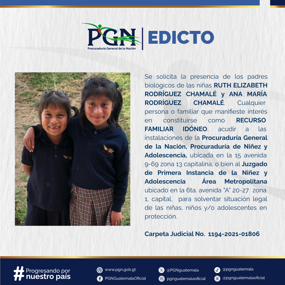 RUTH ELIZABETH RODRÍGUEZ CHAMALÉ y ANA MARÍA RODRÍGUEZ CHAMALÉ ...